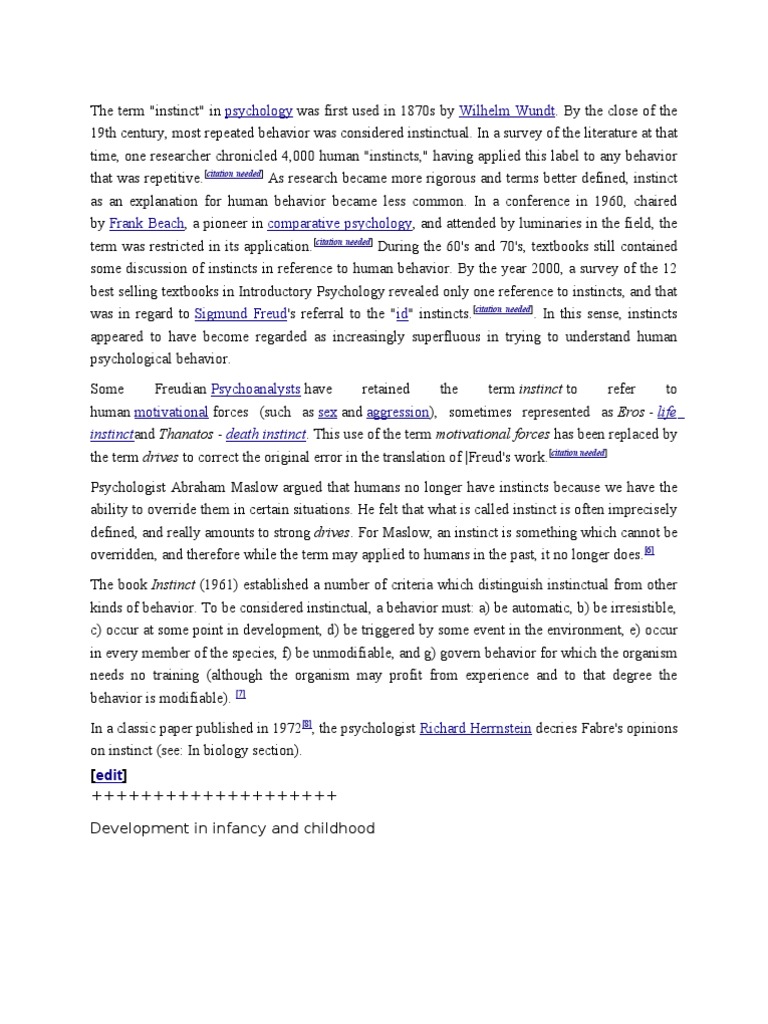 Psychology Wilhelm Wundt: Life Instinct Death Instinct | PDF | Instinct ...