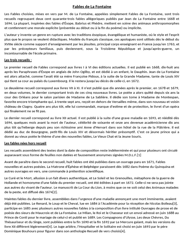 Fables de La Fontaine | PDF | Fables de La Fontaine | Fable