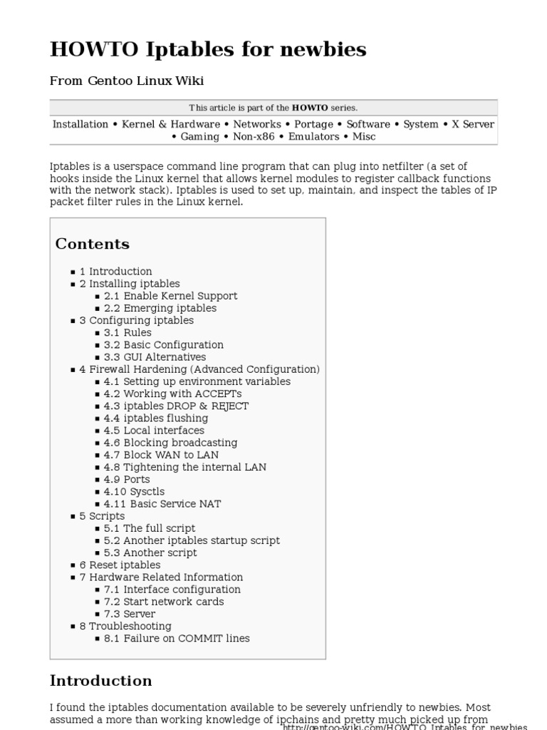 Howto Iptables For Dummies | PDF | Firewall (Computing) | Information Age