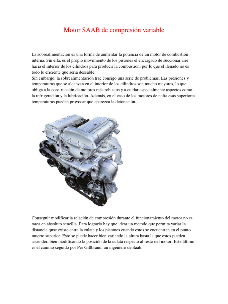 Motor SAAB de compresión variable | PDF | Pistón | Turbocompresor