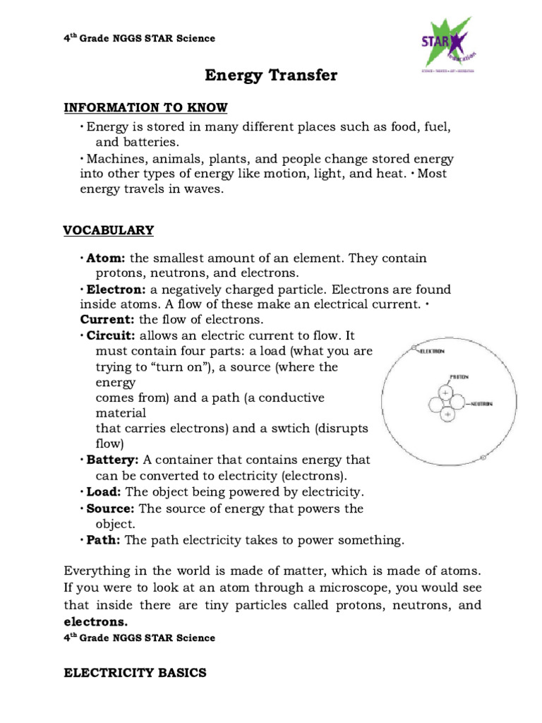 4th Grade Energy Worksheet (1) | PDF