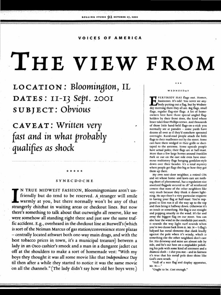 David Foster Wallace - The View From Mrs Thompsons House | PDF