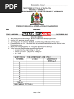 Tanzania Form One Physics Exam 2025 | PDF | Buoyancy | Density