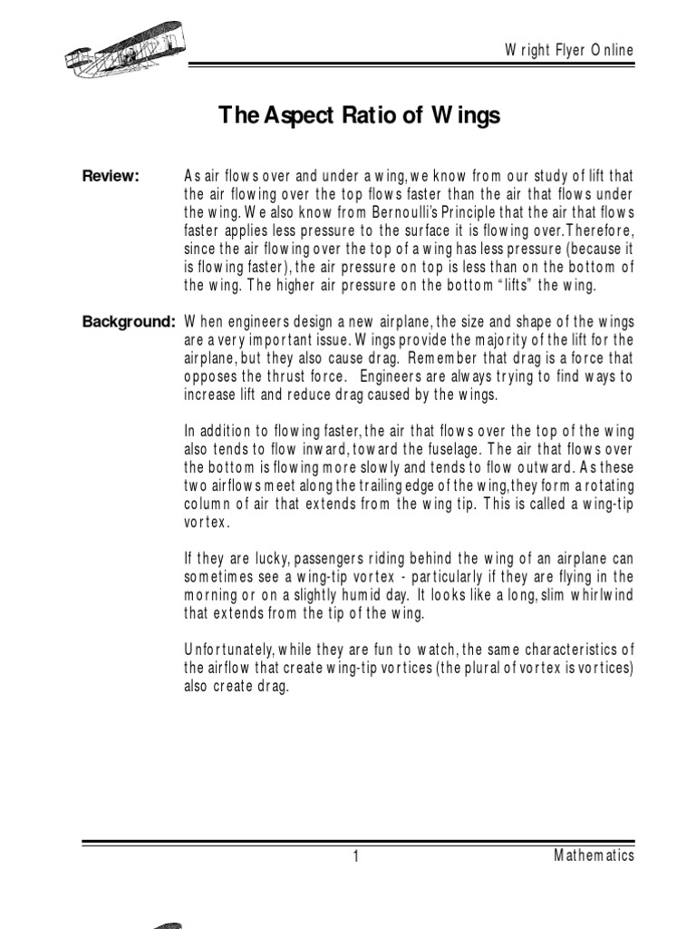 Aspect Ratio of Wings | PDF | Vortices | Lift (Force)