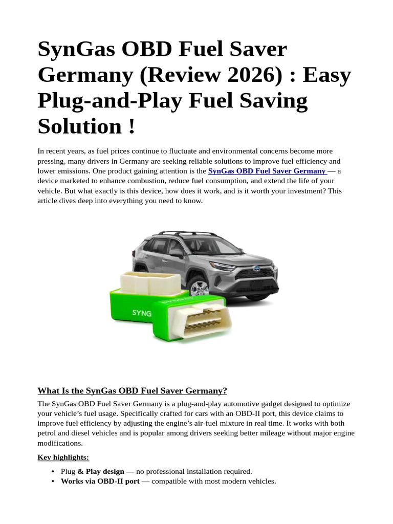 Obd Fuel Saver Erfahrungen