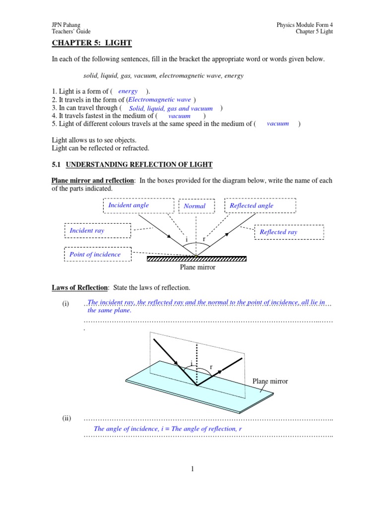 Form 4 Physics: Light Chapter Guide | PDF | Lens (Optics) | Refraction