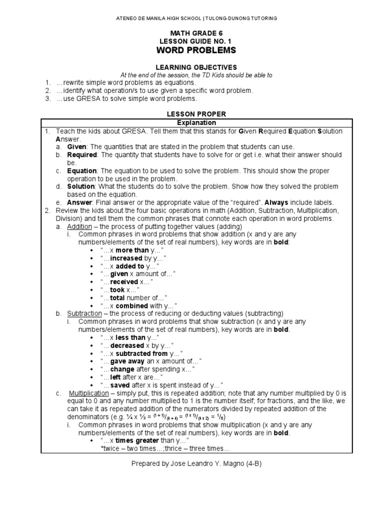 LG Math WP Gresa Magno | PDF | Fraction (Mathematics) | Teaching ...