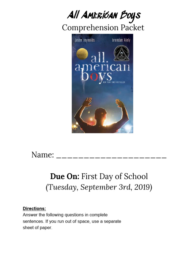 Comprehension Questions All American Boys | PDF
