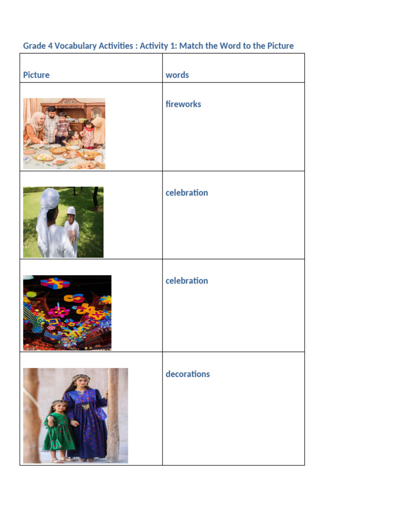 Grade4 Vocabulary Activities | PDF