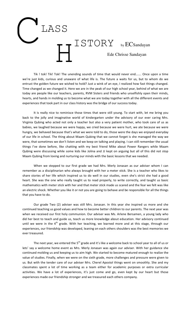 Class History | PDF | Schools | Teaching And Learning
