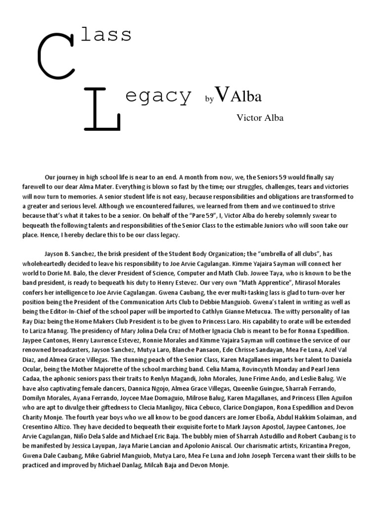 Class Legacy | PDF | Sports | Leisure