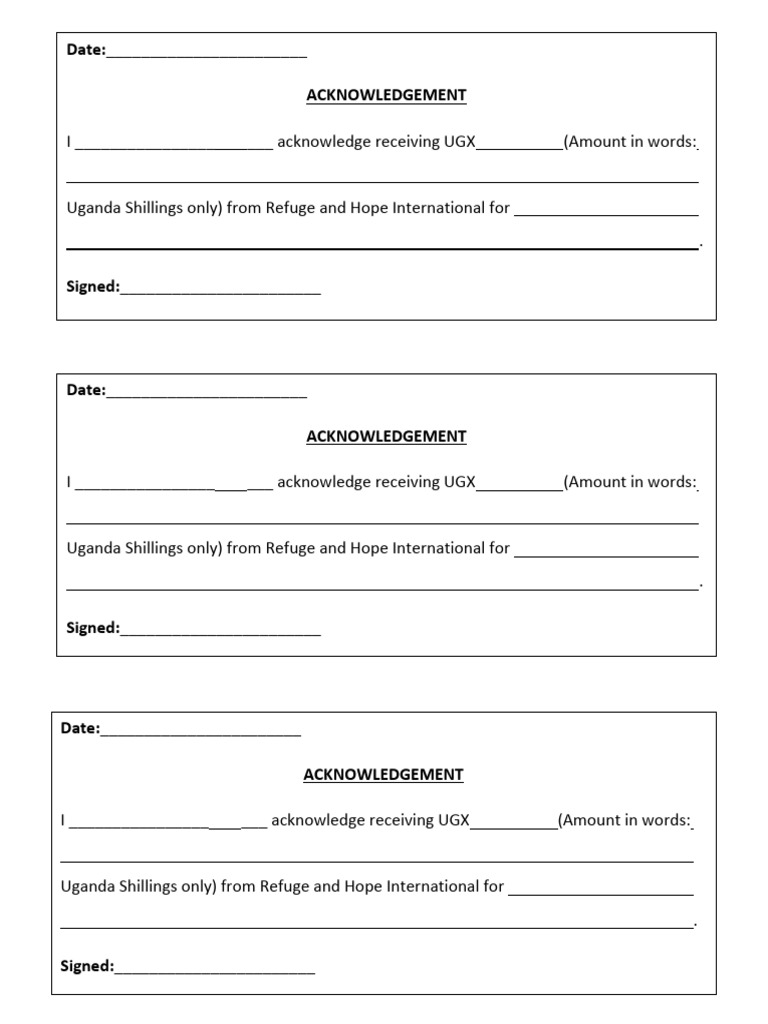 UGX Acknowledgement Slip | PDF
