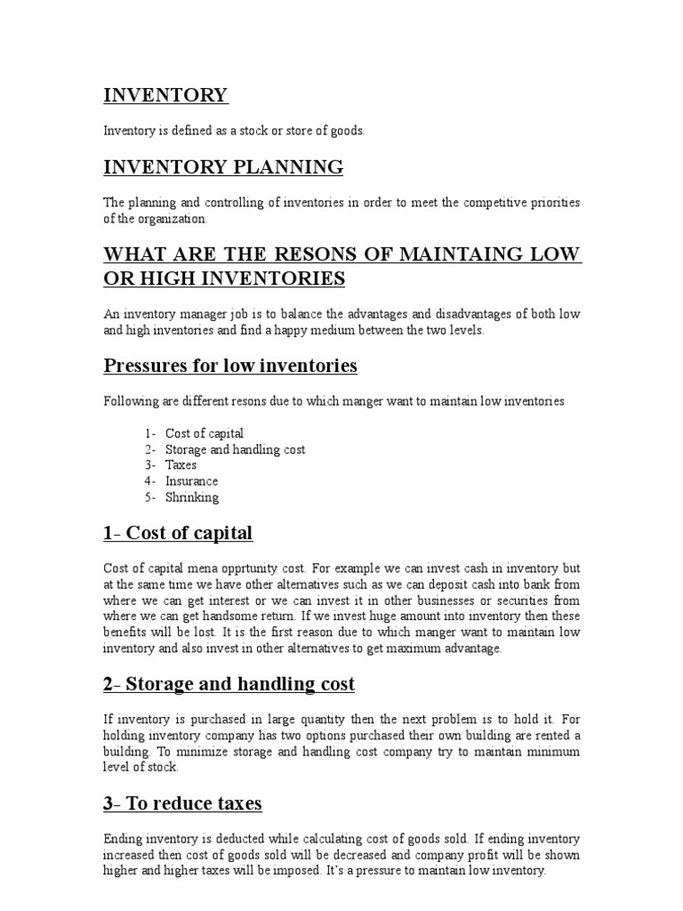 Inventory Types | PDF | Inventory | Logistics