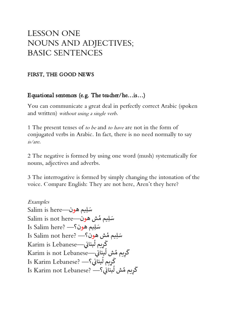 Lesson One | PDF | Grammatical Gender | Grammatical Number