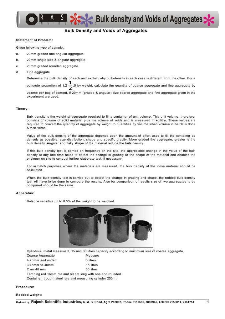 Bulk Density Test | Construction Aggregate | Density