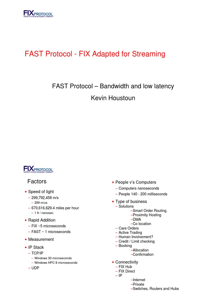 FAST Protocol - FIX Adapted For Streaming | PDF | Internet Protocol ...