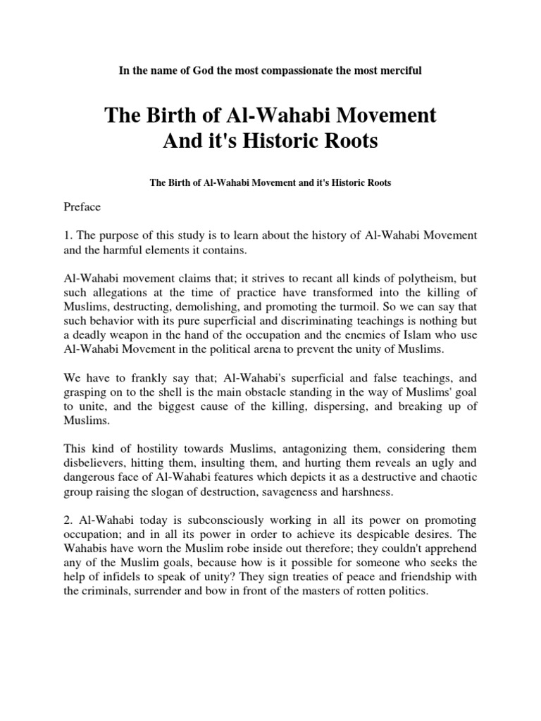 The Birth of Wahhabi Movement and It's Historic Roots (Edited) | PDF ...
