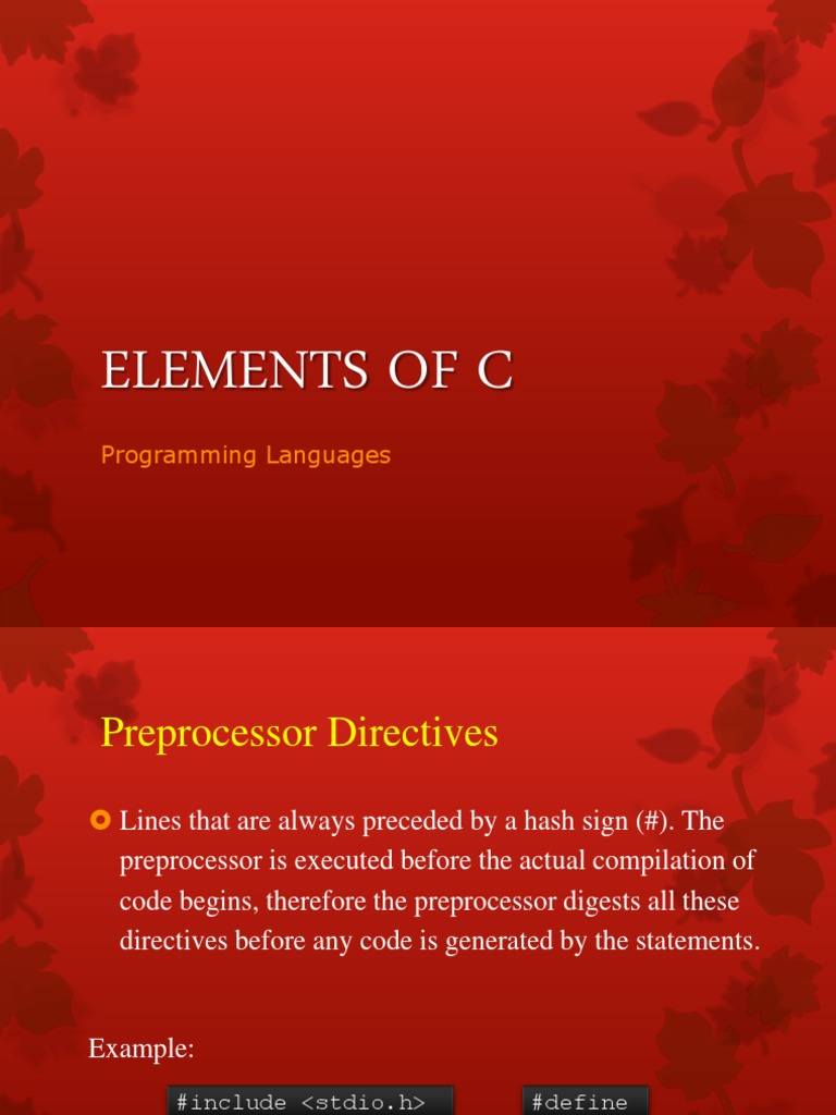 Elements of C: Programming Languages | PDF | C (Programming Language) | Integer (Computer Science)