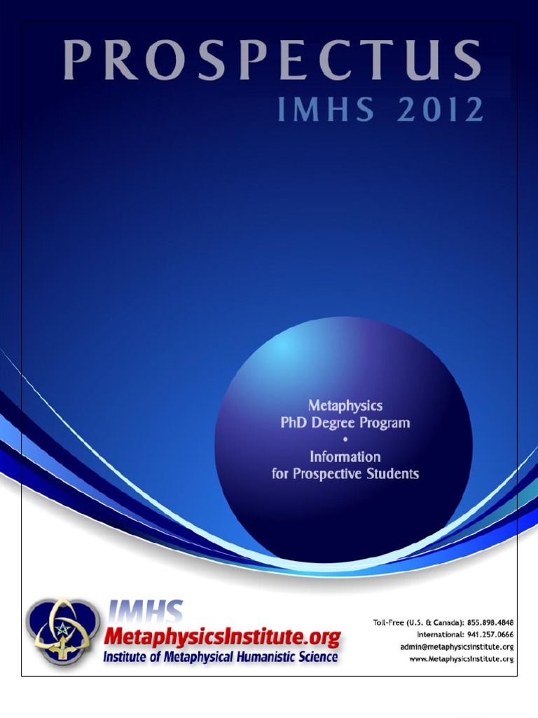 IMHS Metaphysics PHD Degree Prospectus | PDF | Doctor Of Philosophy ...