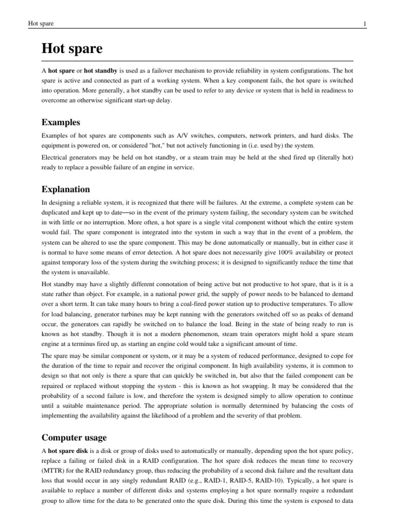 Hot Spare | PDF | Systems Engineering | Areas Of Computer Science