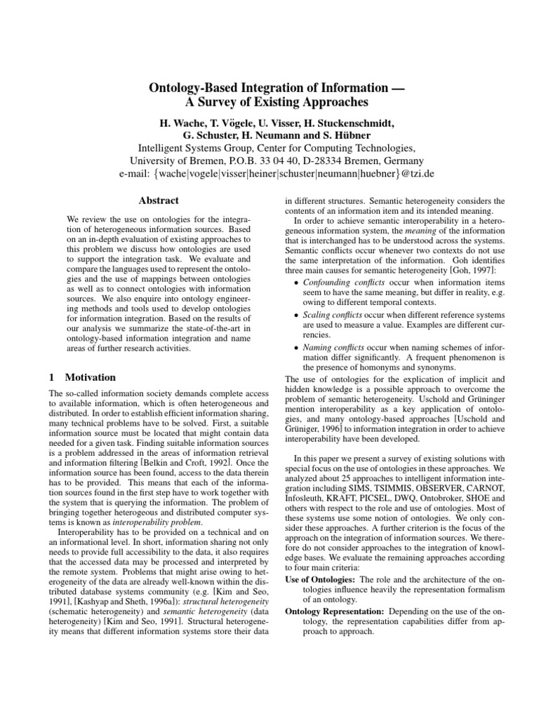 Ontology-Based Integration of Information - A Survey of Existing ...
