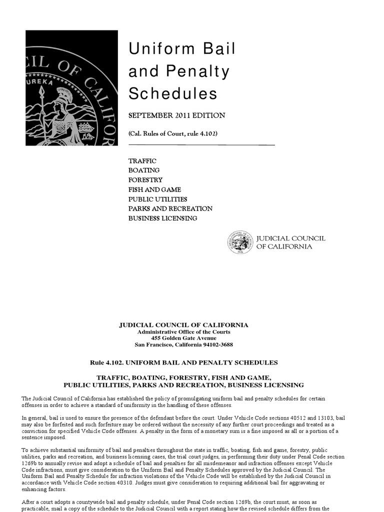 California Traffic Fines | PDF | Bail | Traffic Ticket