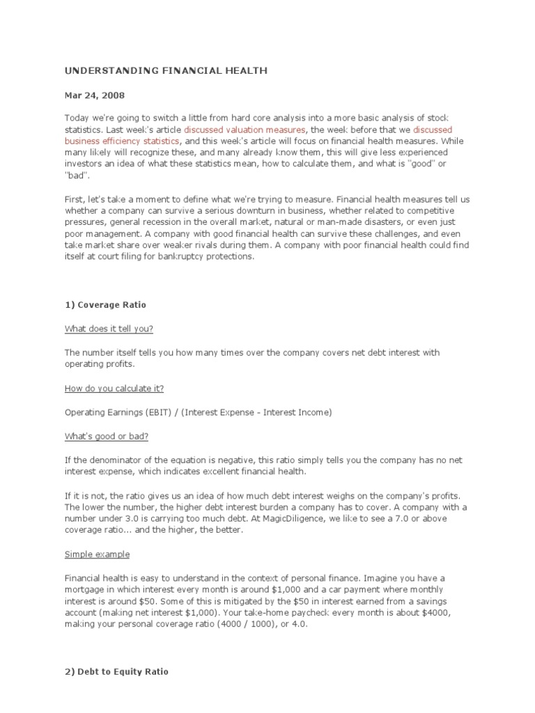 Understanding Financial Health | PDF | Debt | Free Cash Flow