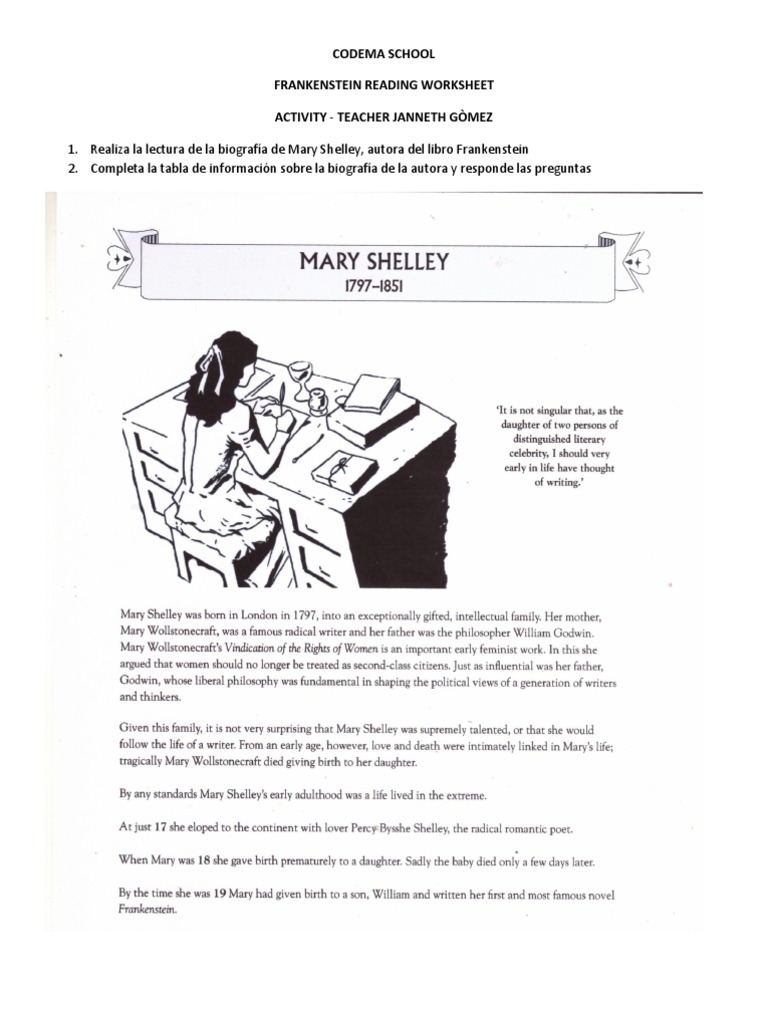 Mary Shelley Worksheet | PDF