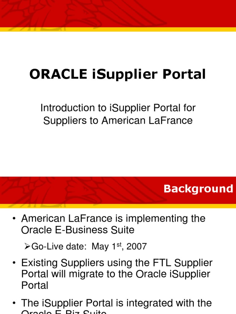 Oracle Isupplier Portal: Introduction To Isupplier Portal For Suppliers ...