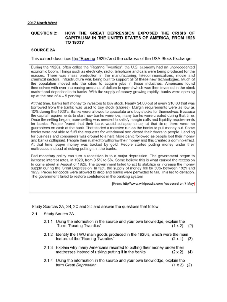 Grade 11 History Great Depression | PDF | Great Depression | Herbert Hoover