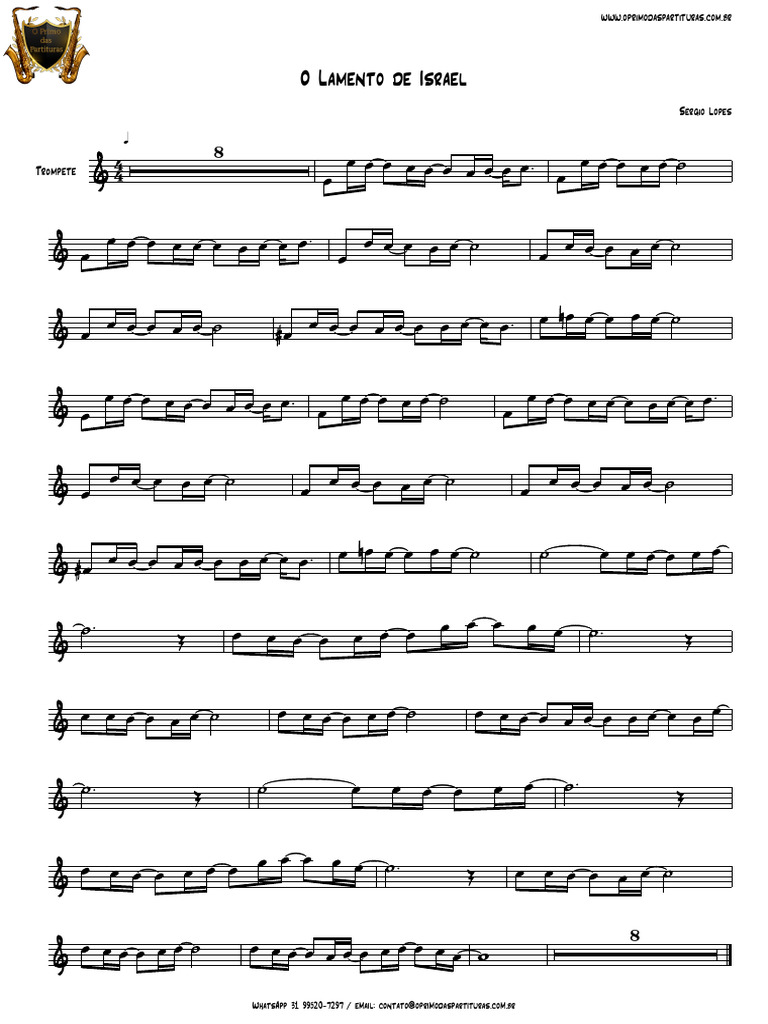 Partitura Fácil O Lamento de Israel Trompete - Sérgio Lopes | PDF