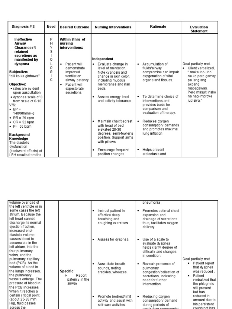 Ineffective Airway Clearance | PDF | Lung | Respiratory Tract