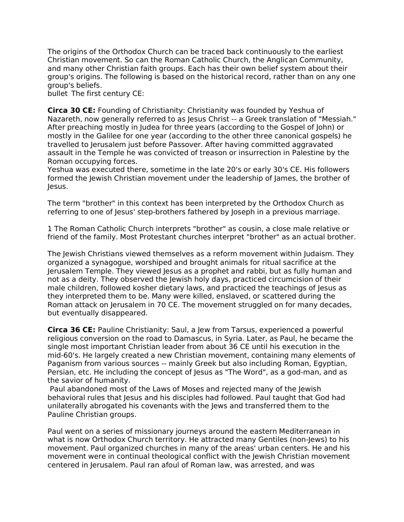 History of the Orthodox Church Origins | PDF | Arianism | Eastern ...