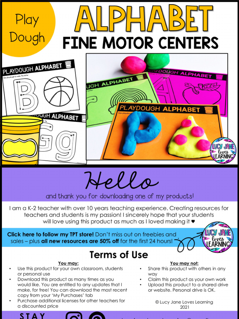 2 - Fine Motor Activities For Kindergarten - Alphabet Playdough Mats | PDF