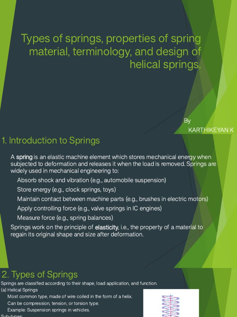 Types of Springs, Properties of Spring Materials | PDF