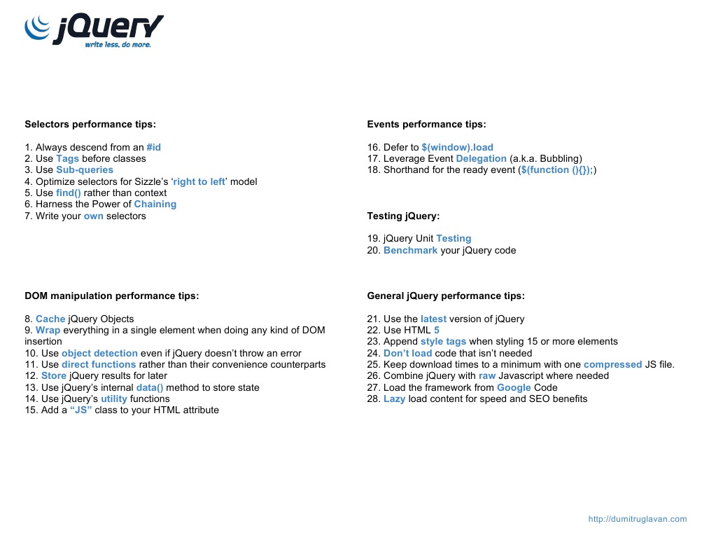 J Query Performance Cheat Sheet | PDF J Query Performance Cheat Sheet | PDF