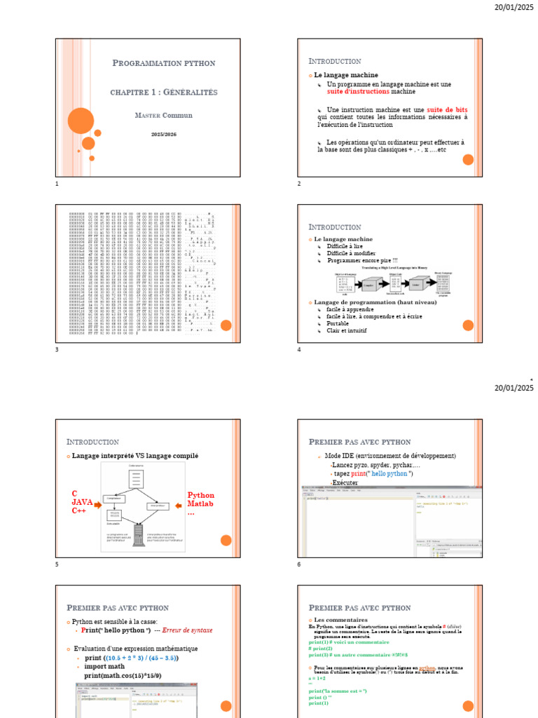 Cours Python Chapitre1 Introduction Master Commun | PDF | Python (Langage de programmation ...
