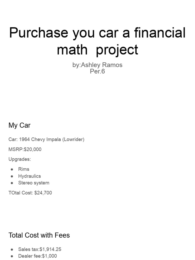 Purchase You Car A Financial Math Project | PDF