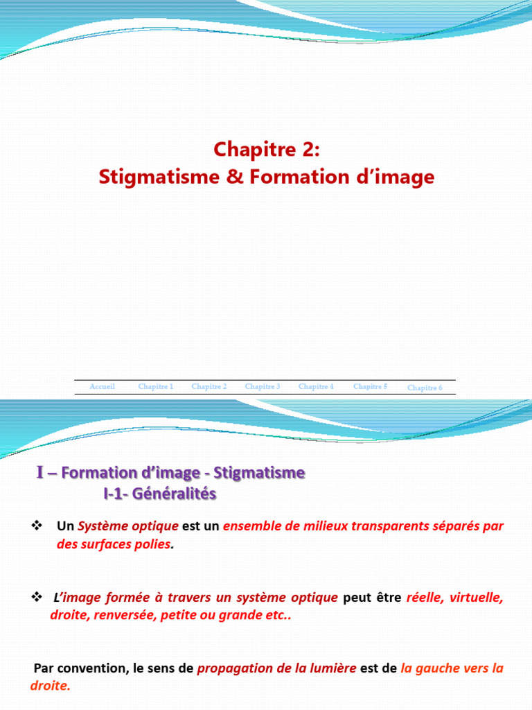 Chapitre 2-OG Stigmatisme Et Image-MI-S2 | PDF | Optique | Lumière