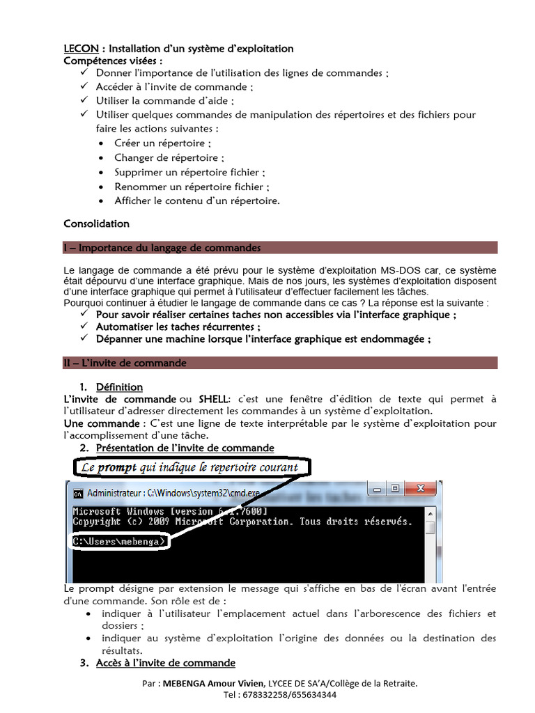 Cours Sur SE - Serie - MS - DOS | PDF | Interface en ligne de commande ...