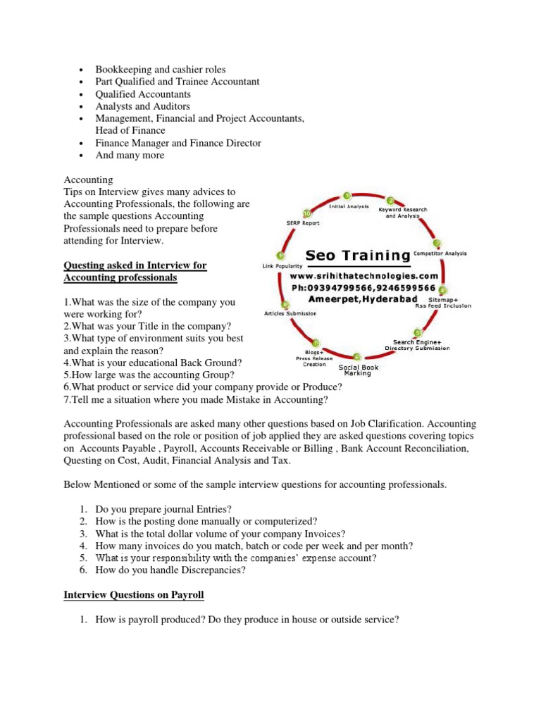 Common Interview Questions for Accounting Professionals Across Multiple ...