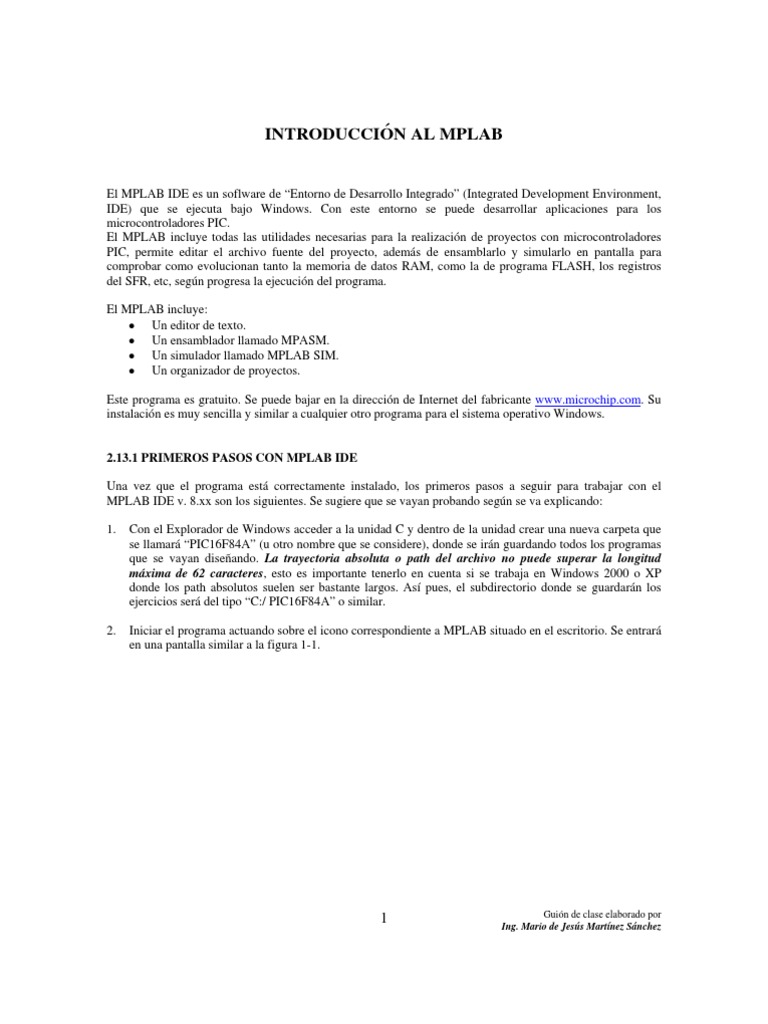 01 Introducción Al Mplab | PDF | Entorno de desarrollo integrado | Programa de computadora