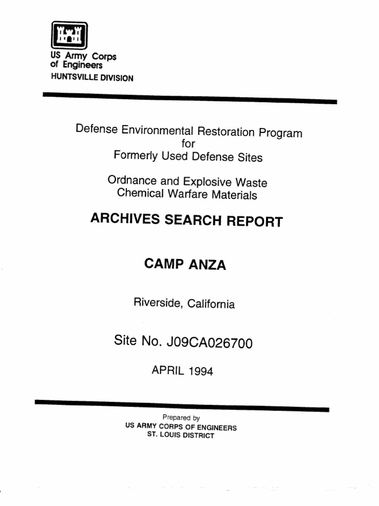Camp Anza History | PDF | Superfund | Chemical Warfare
