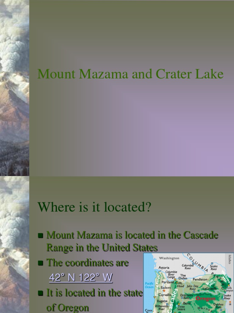 Mount Mazama: Crater Lake Origins | PDF | Lake | Plate Tectonics