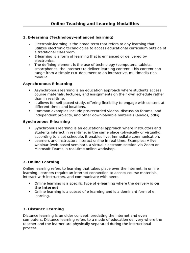 Online Teaching and Learning Strategies - Ms Word Format | PDF ...