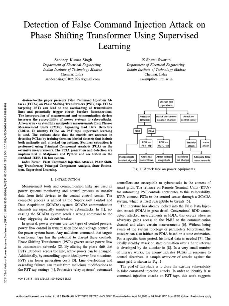 Detection of False Comand Injecion Using Supervised Learning | PDF