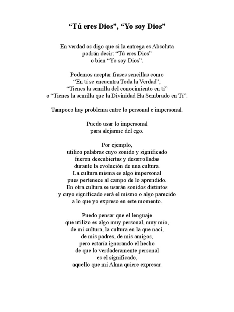 Tú Eres Dios, Yo Soy Dios | PDF | Dios | Verdad