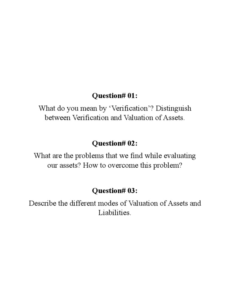 Verification and Valuation of Assets | PDF | Verification And ...