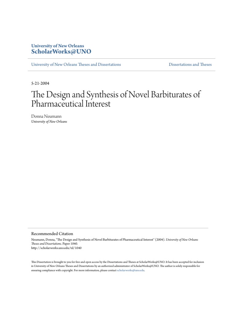The Design and Synthesis of Novel Barbiturates | PDF | T Cell | Antigen