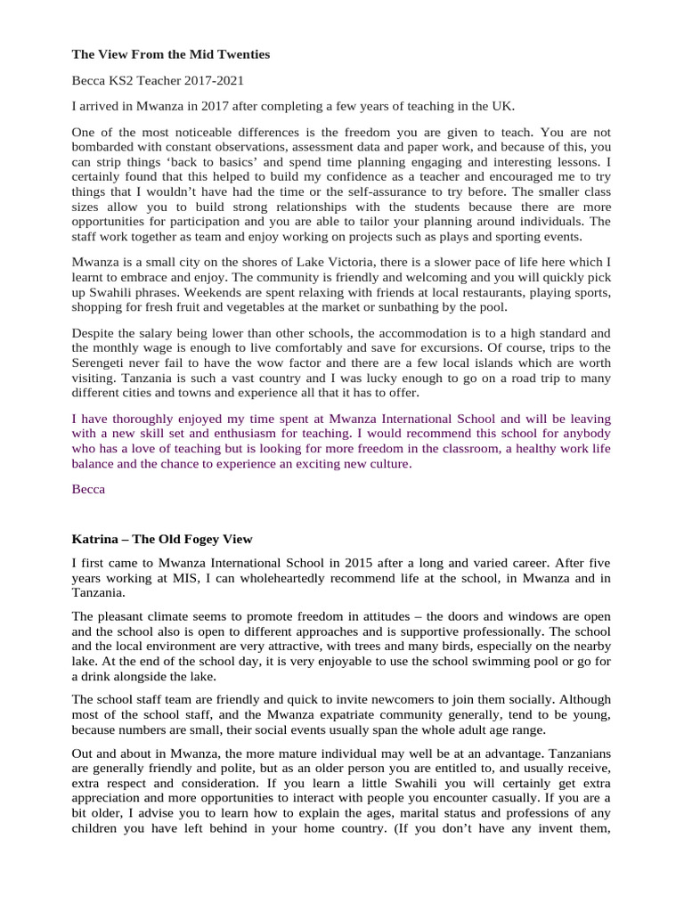 Letters From Former Teachers | PDF